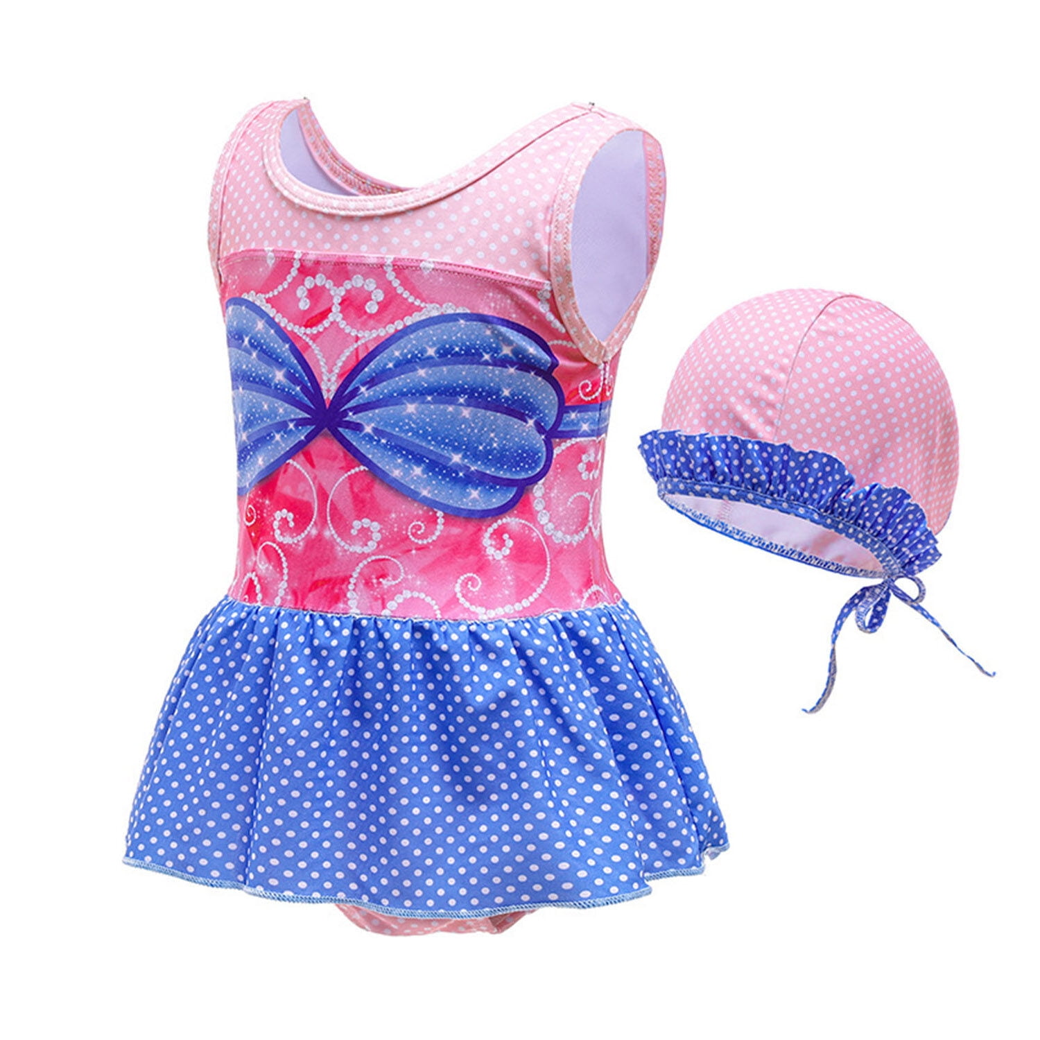HAWEE Girls Princess Mermaid Swimwear One Piece Swimsuit with Skirt ...
