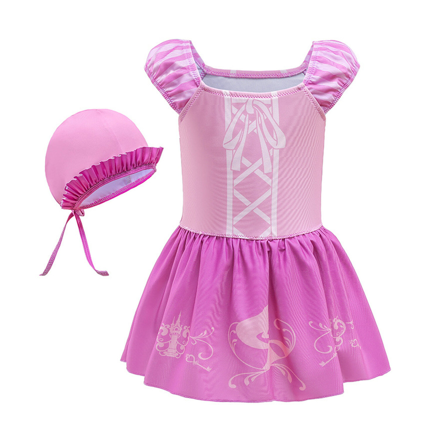 HAWEE Girls Princess Repunzel Swimwear One Piece Swimsuit with Skirt ...