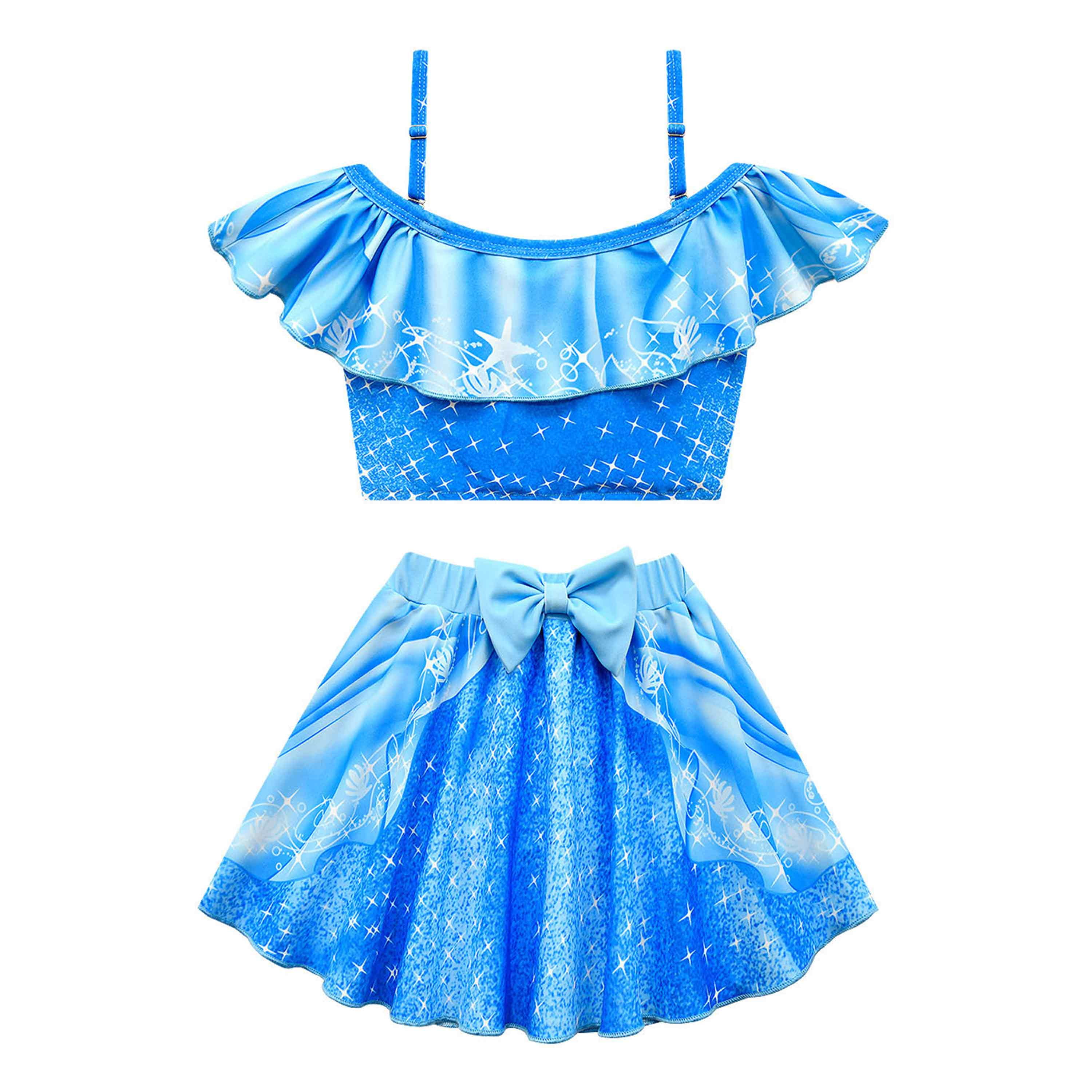 HAWEE Girls Princess Swimsuit Cosplay Bathing Suit Ruffle Flounce Two ...