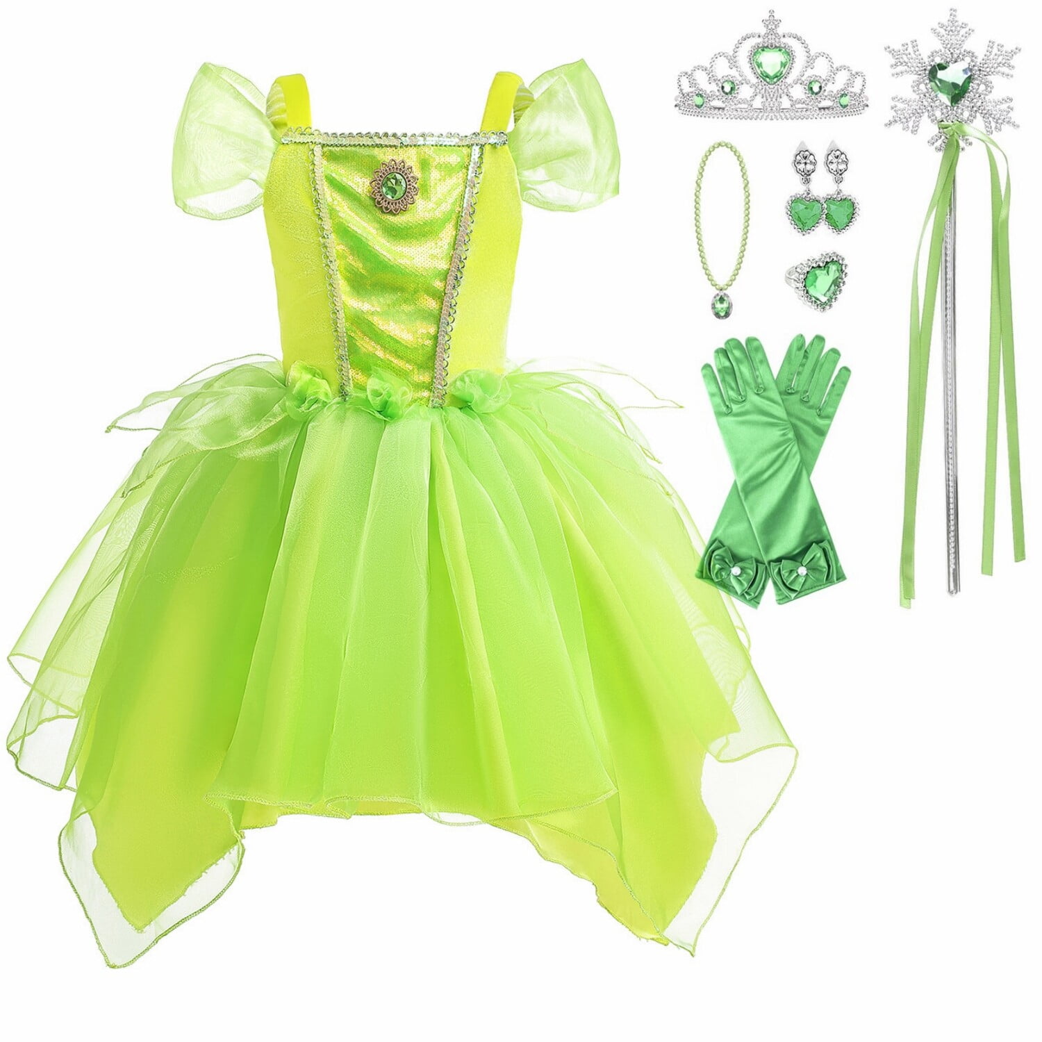 HAWEE Girls Princess Tiana Dress Fairy Costume Dress up Toddler Kids ...