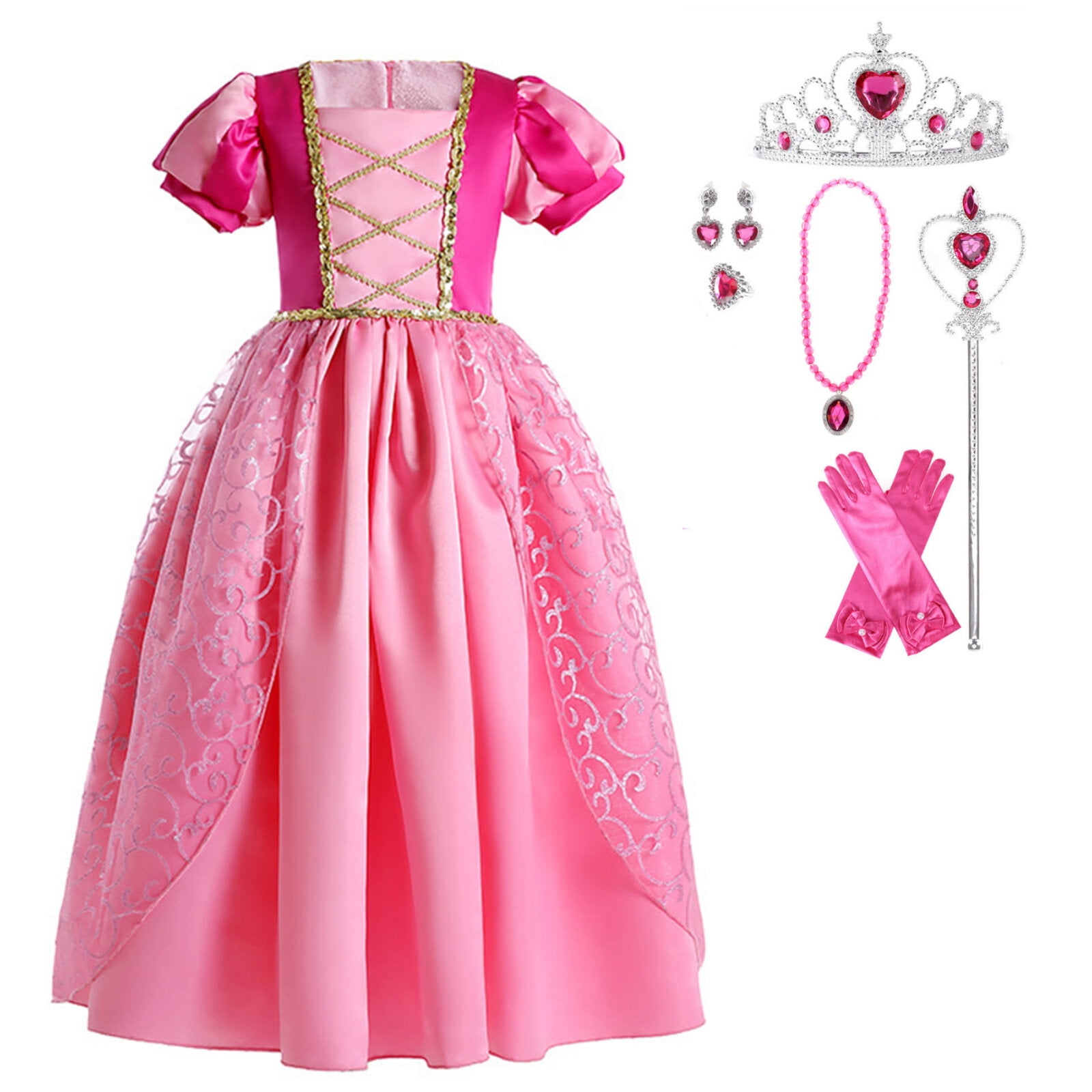 HAWEE Girls Rapunzel Costume Princess Dress Up for Birthday Halloween ...