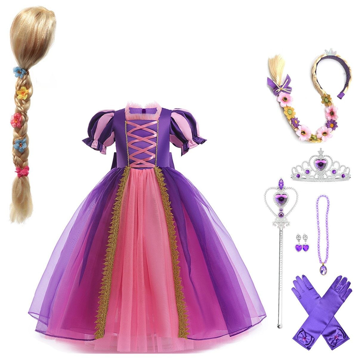 HAWEE Girls Rapunzel Costume Princess Sofia Dress Up for Birthday ...