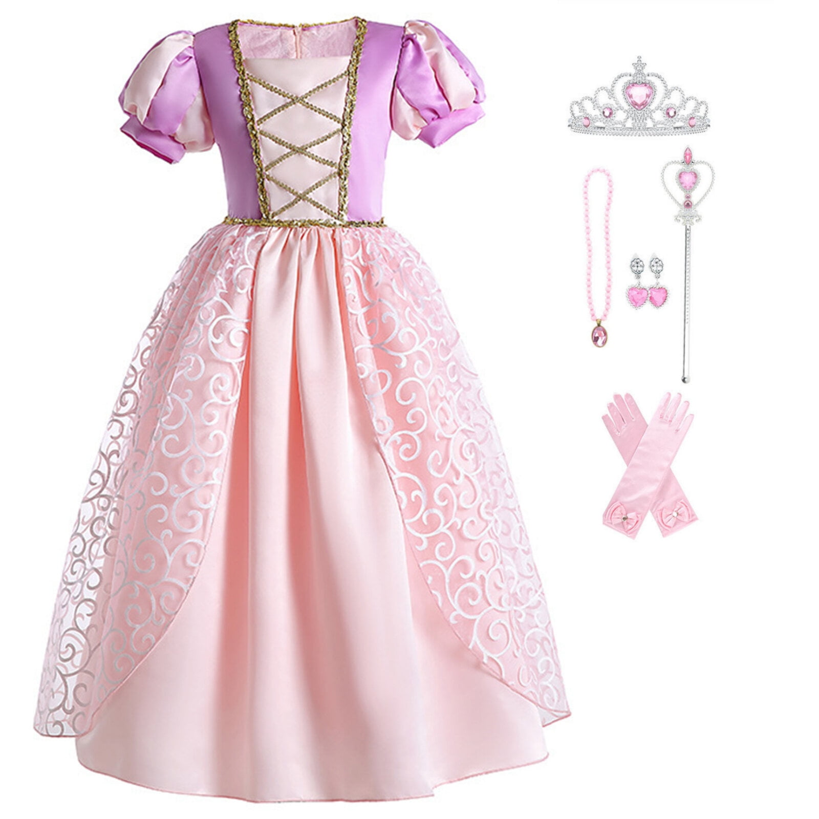 HAWEE Girls Rapunzel Dress Princess Dress Up Costume Toddler Puff ...