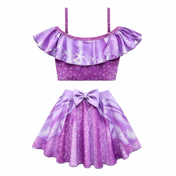 HAWEE Girls Rapunzel Princess Swimsuit Cosplay Bathing Suit Ruffle ...