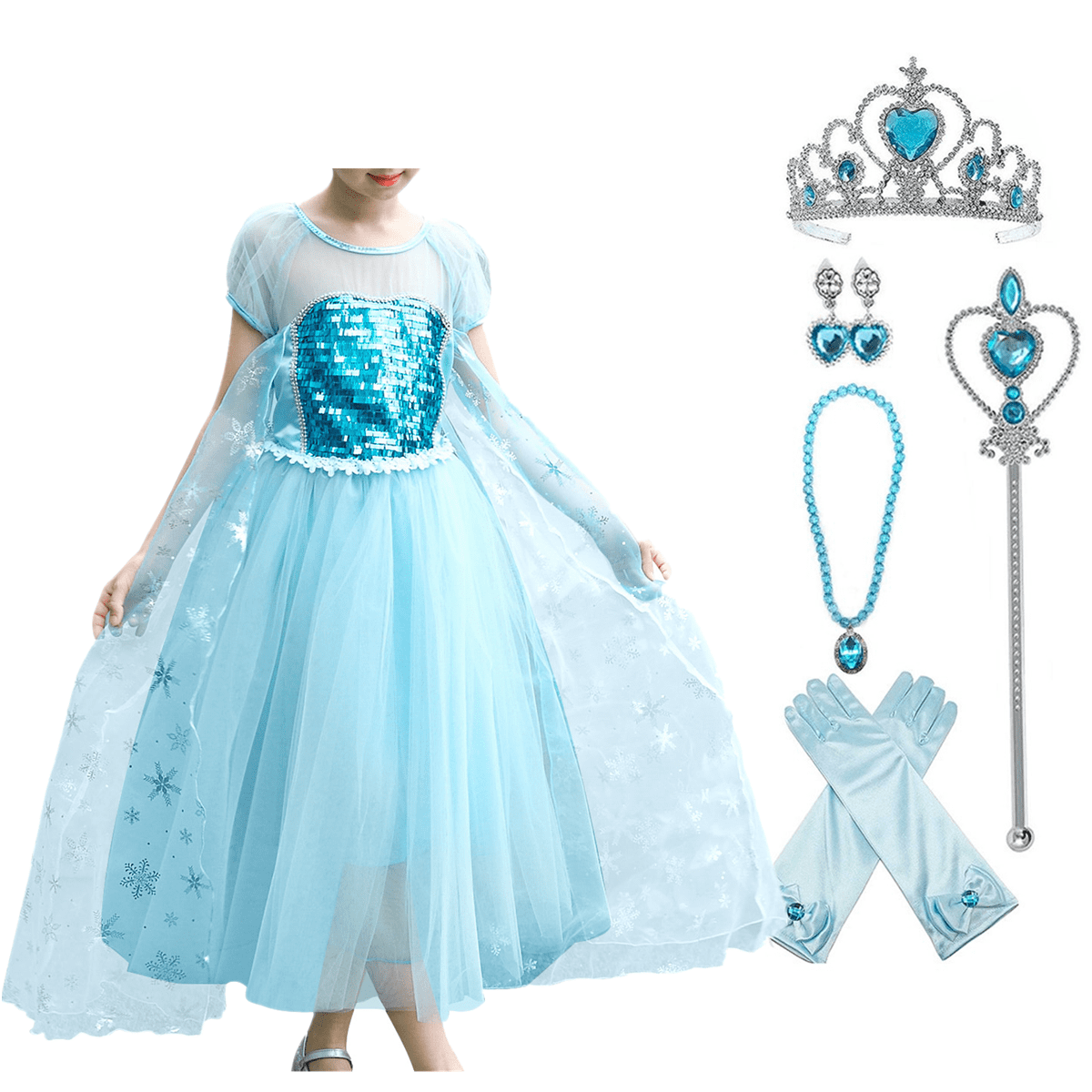 HAWEE Girls Snow Qeen Sequin Elsa Princess Costume Dress with ...