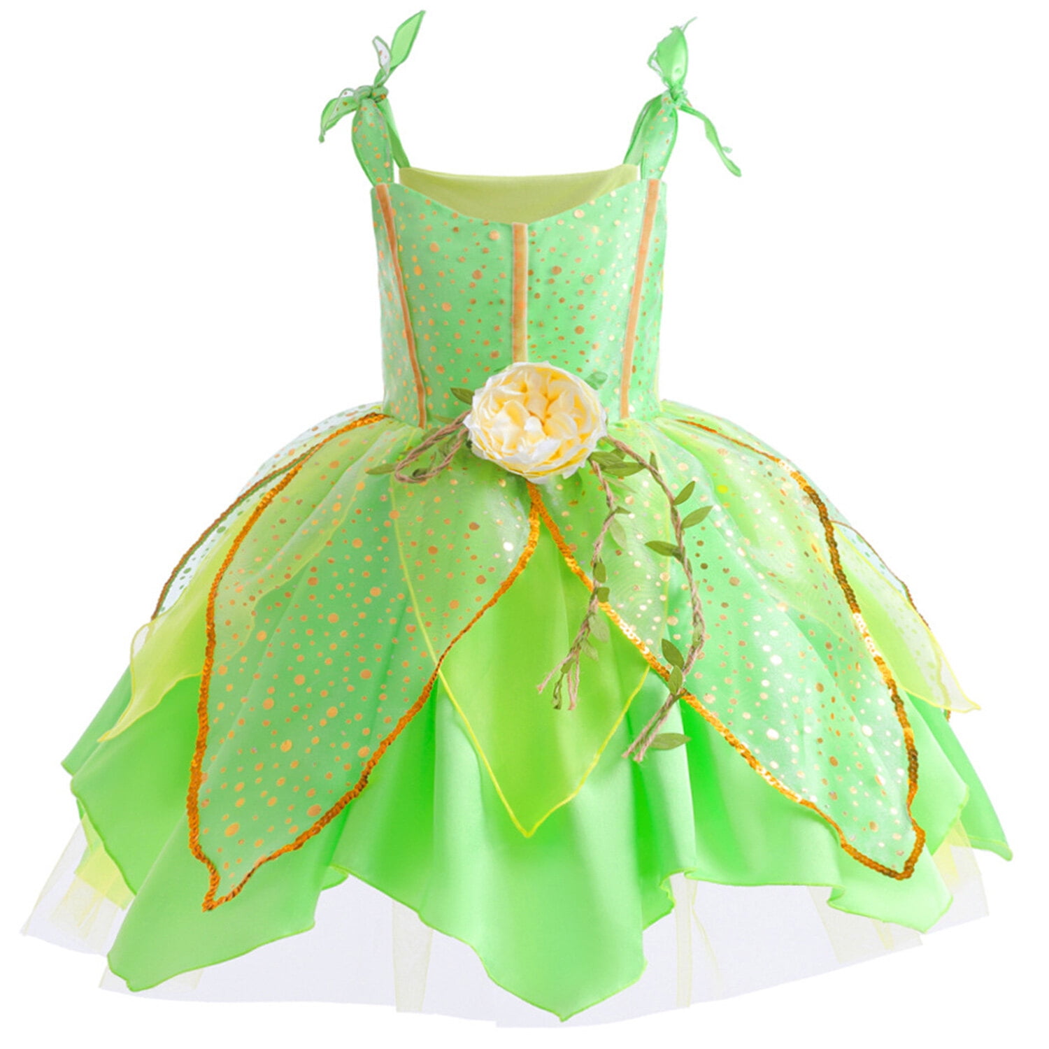 HAWEE Green Fairy Princess Dresses for Girls Costume Cosplay Set Flower Fairy Costume Halloween ...