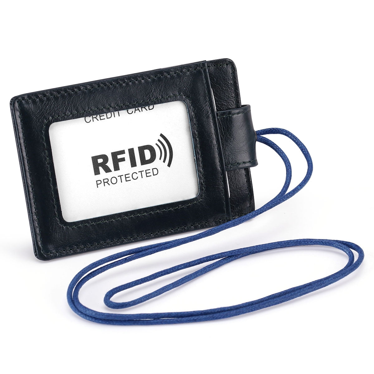 HAWEE ID Lanyard Badge Holder RFID Blocking Genuine Leather Name Badges ...