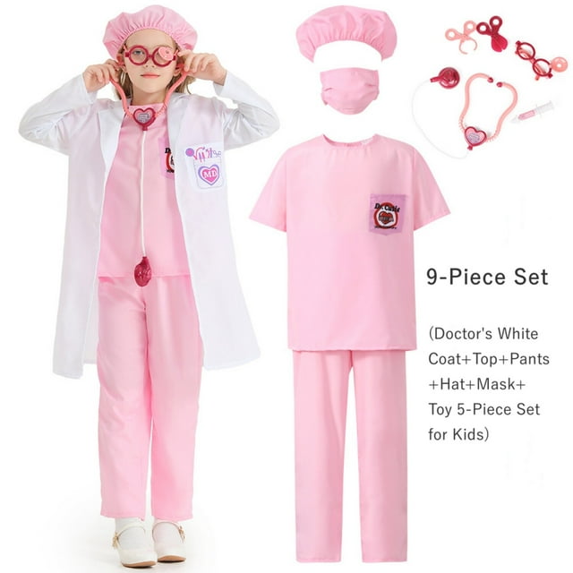 HAWEE Kids Doctor Costume Role Play Lab Coat and Kit with Stethoscope ...