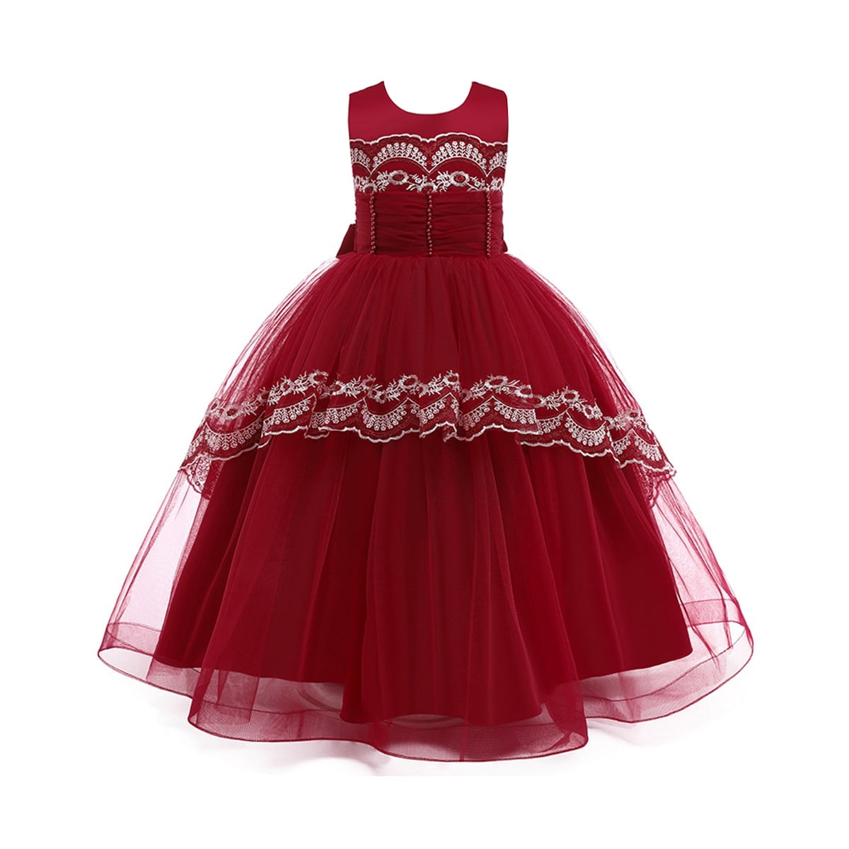HAWEE Little Big Girl Flower Vintage Lace Princess Long Dress Pageant ...