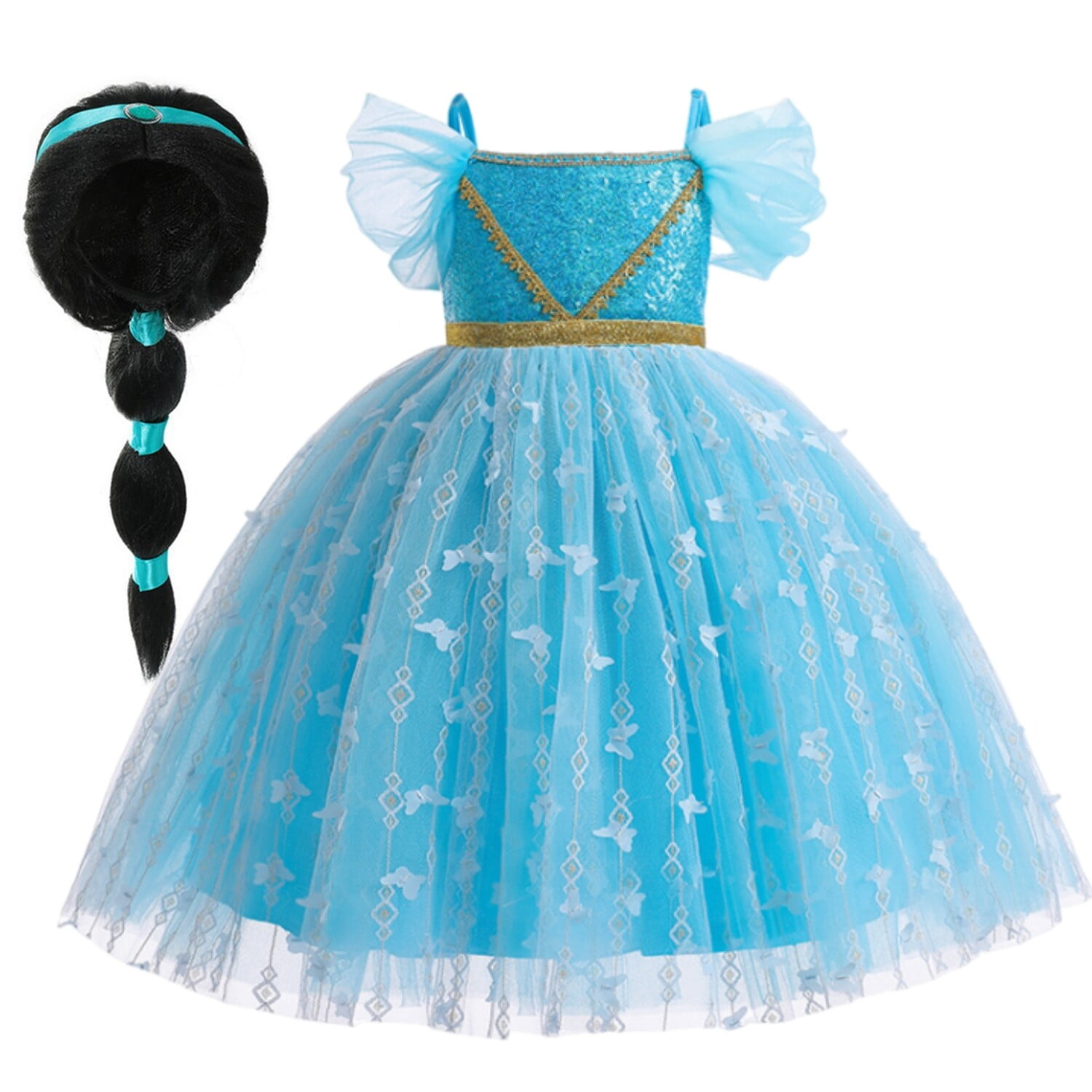HAWEE Little Girls Halloween Princess Jasmine Costume Dress Cosplay ...