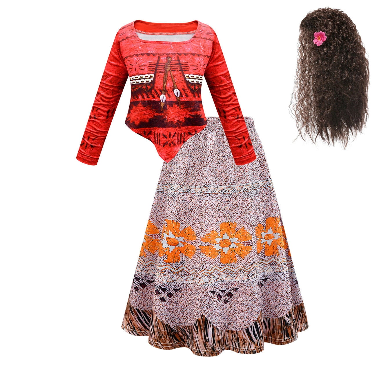 HAWEE Little Girls Princess Moana Costume Two-Piece Dress up Princess ...