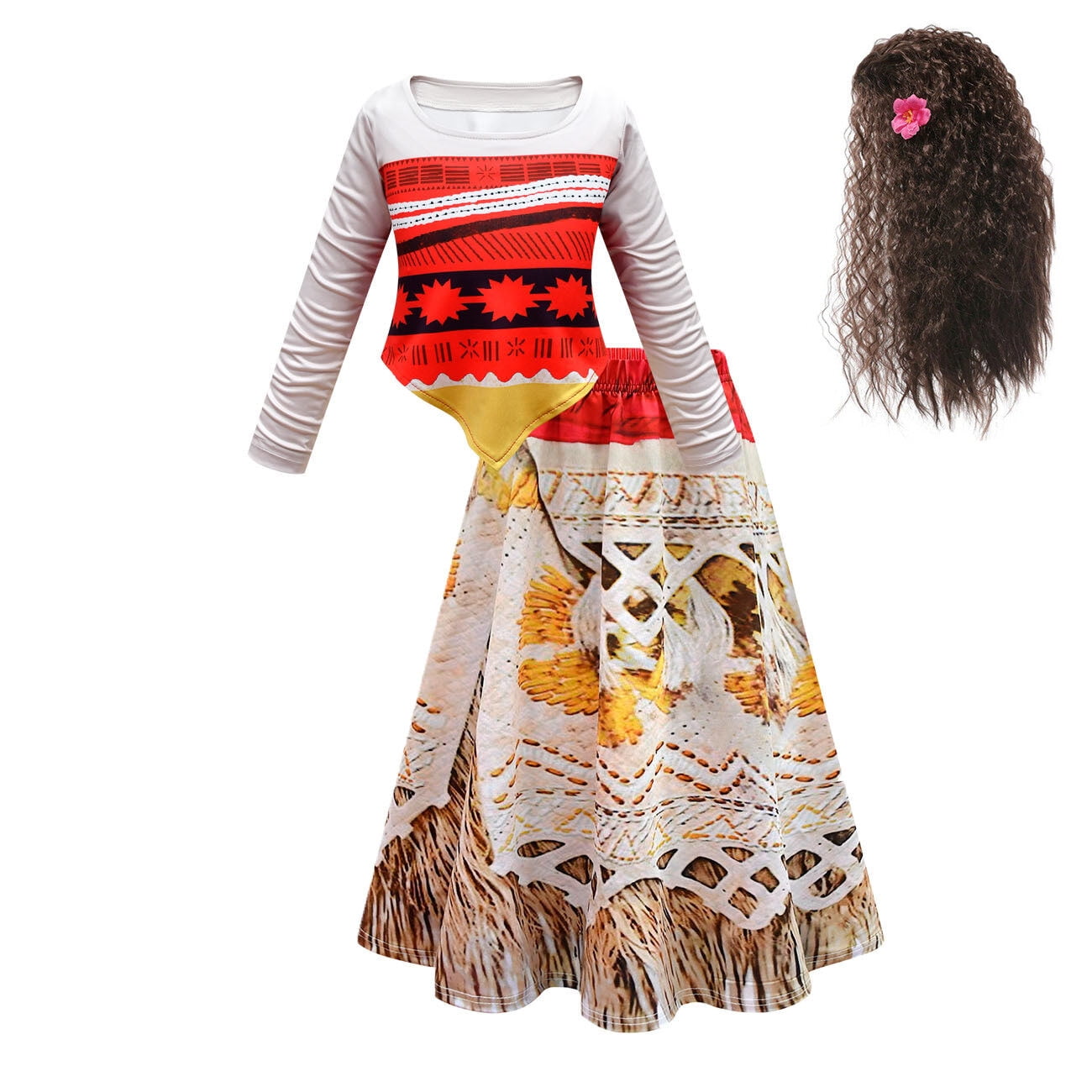 HAWEE Little Girls Princess Moana Costume Two-Piece Dress up Princess ...