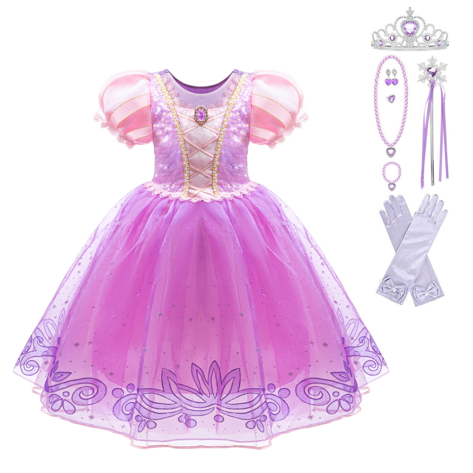 HAWEE Luxury Girls Princess Sofia Dress Up Costumes, Sofia Purple Cosplay Dress With Accessories ...