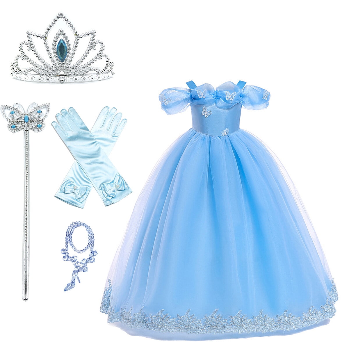 HAWEE Cinderella Princess Dress for Girls, Cinderella Halloween Party ...