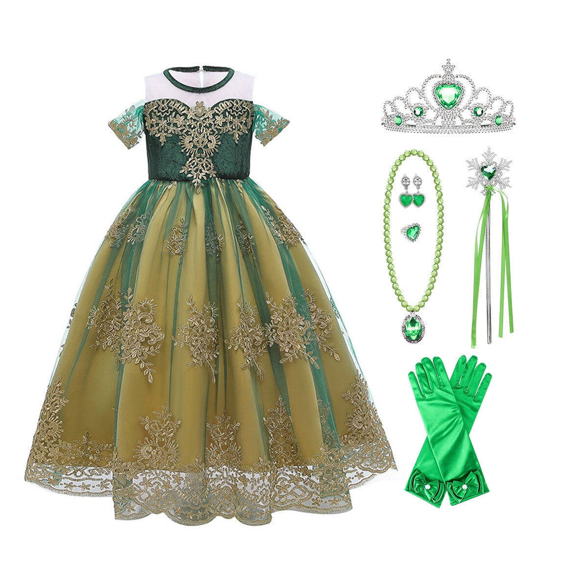 HAWEE Princess Anna Costume for Girls, Deluxe Halloween Party ...