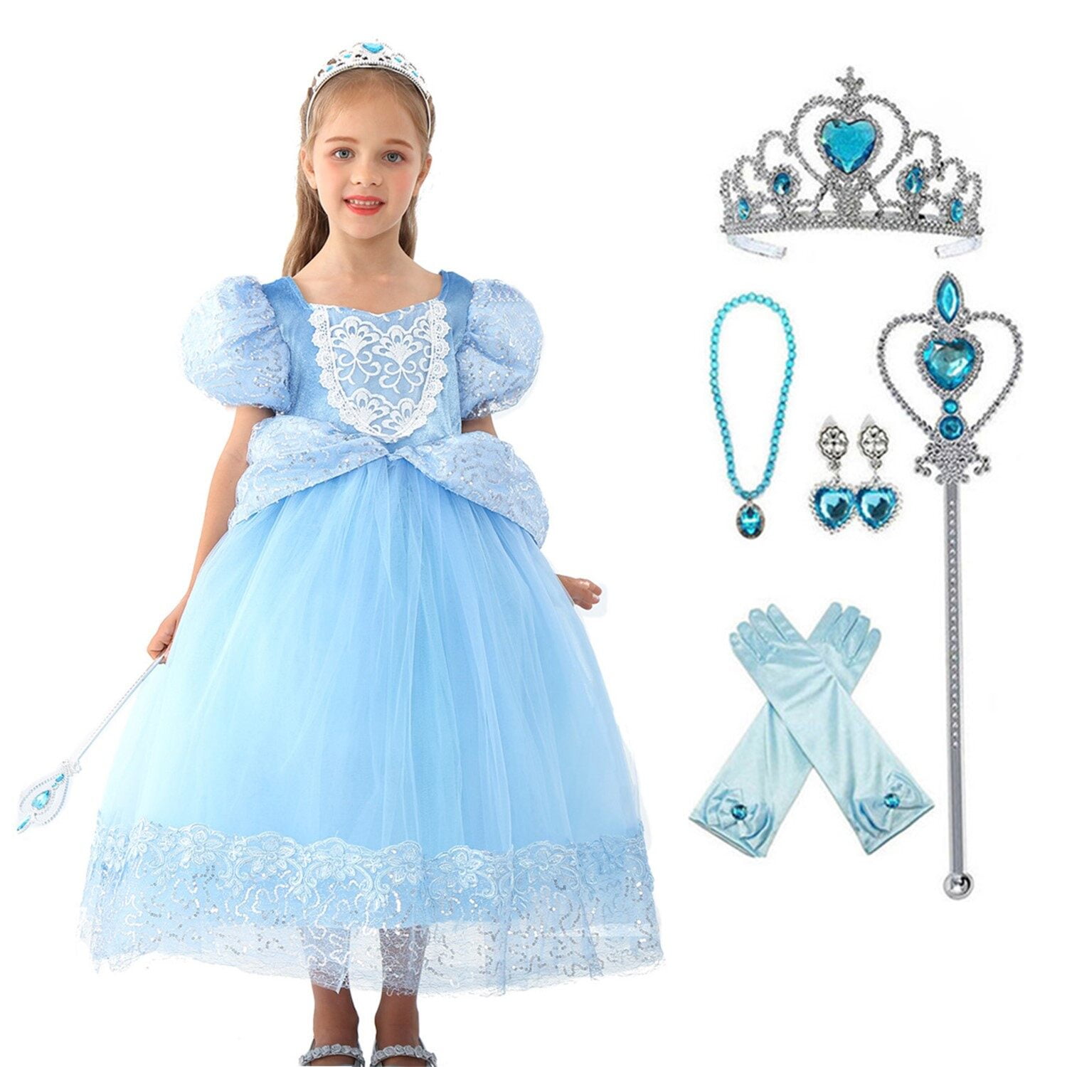 HAWEE Princess Dress Costume for Little Girls with Accessories ...