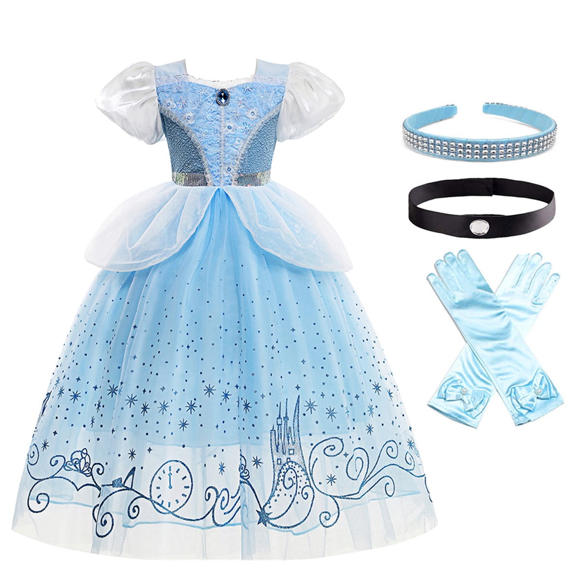 HAWEE Princess Dress Up Birthday Party Fairy Blue Costume for Toddler ...