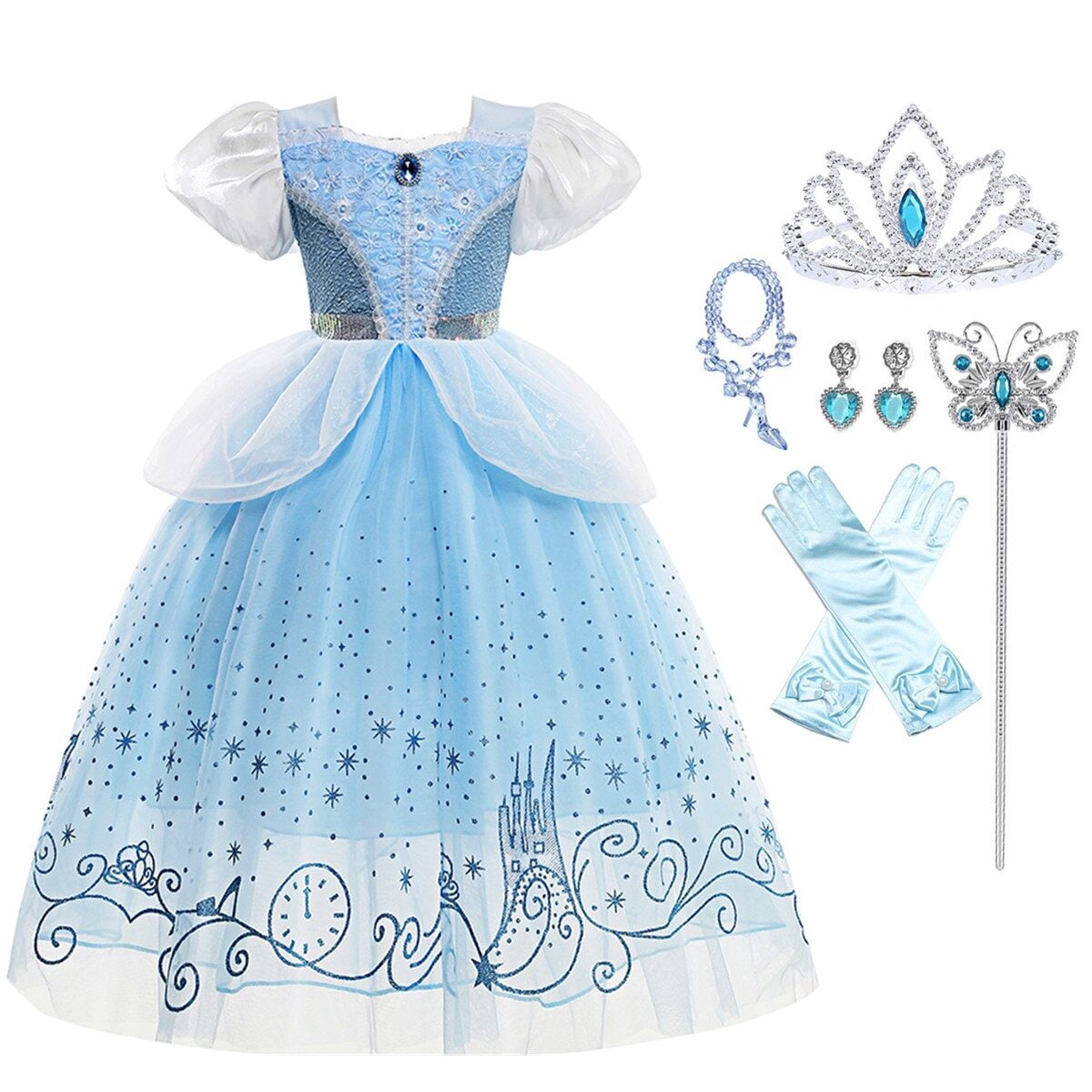 HAWEE Princess Dress Up Birthday Party Fairy Blue Costume for Toddler ...