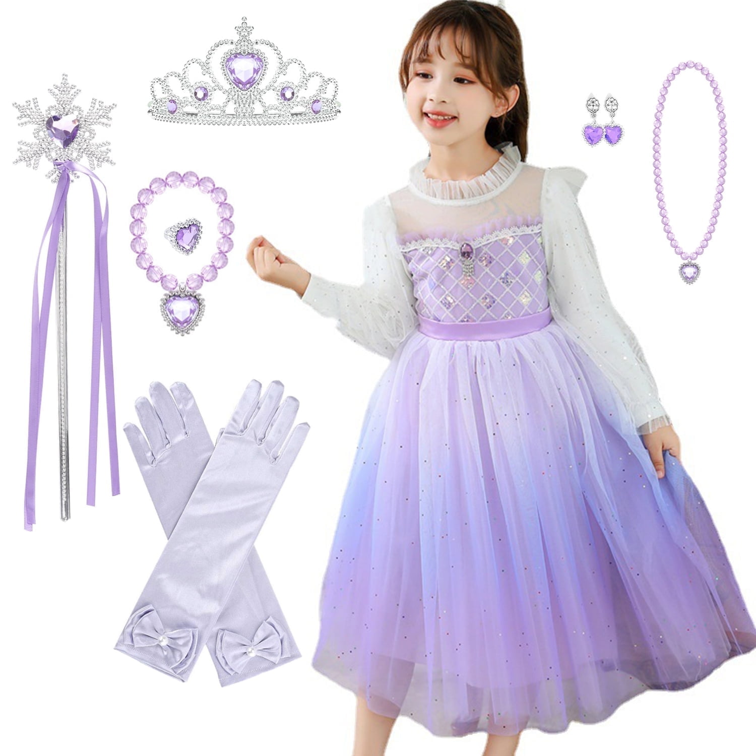 HAWEE Princess Dress for Girls Halloween Carnival Sofia Costume Purple Fancy Dress Up - Walmart.com