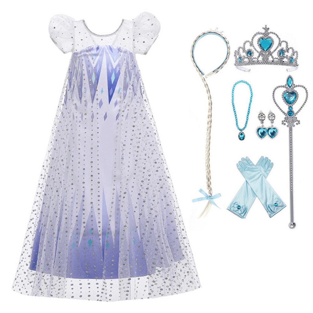 HAWEE Princess Dress up Elsa Costume - Girls Halloween Birthday Party ...