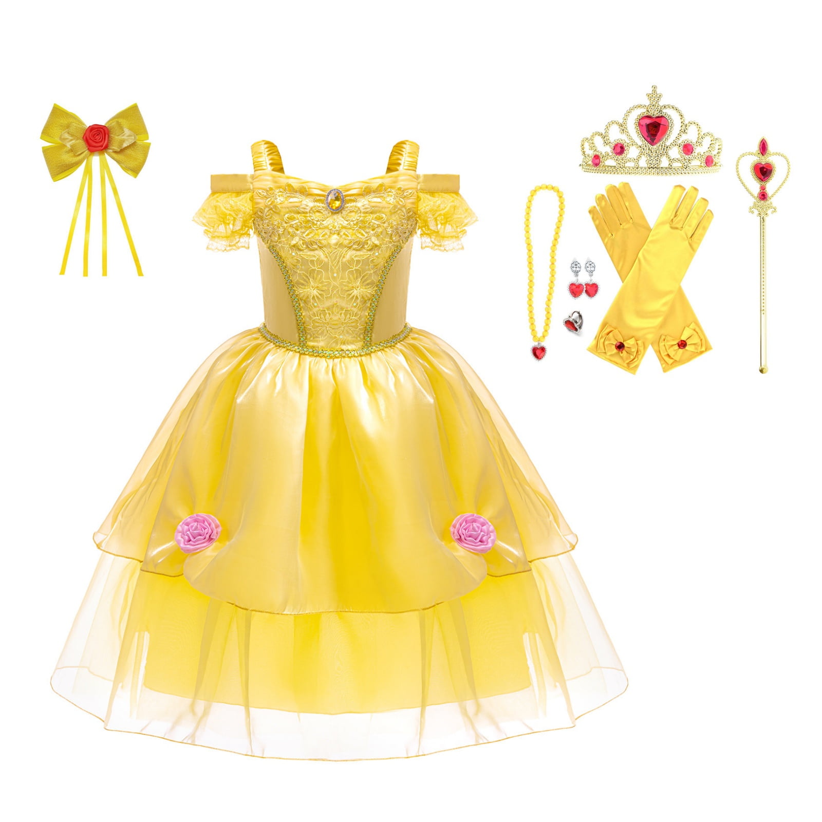 HAWEE Princess Dresses for Girls Princess Costume Kids Off Shoulder ...