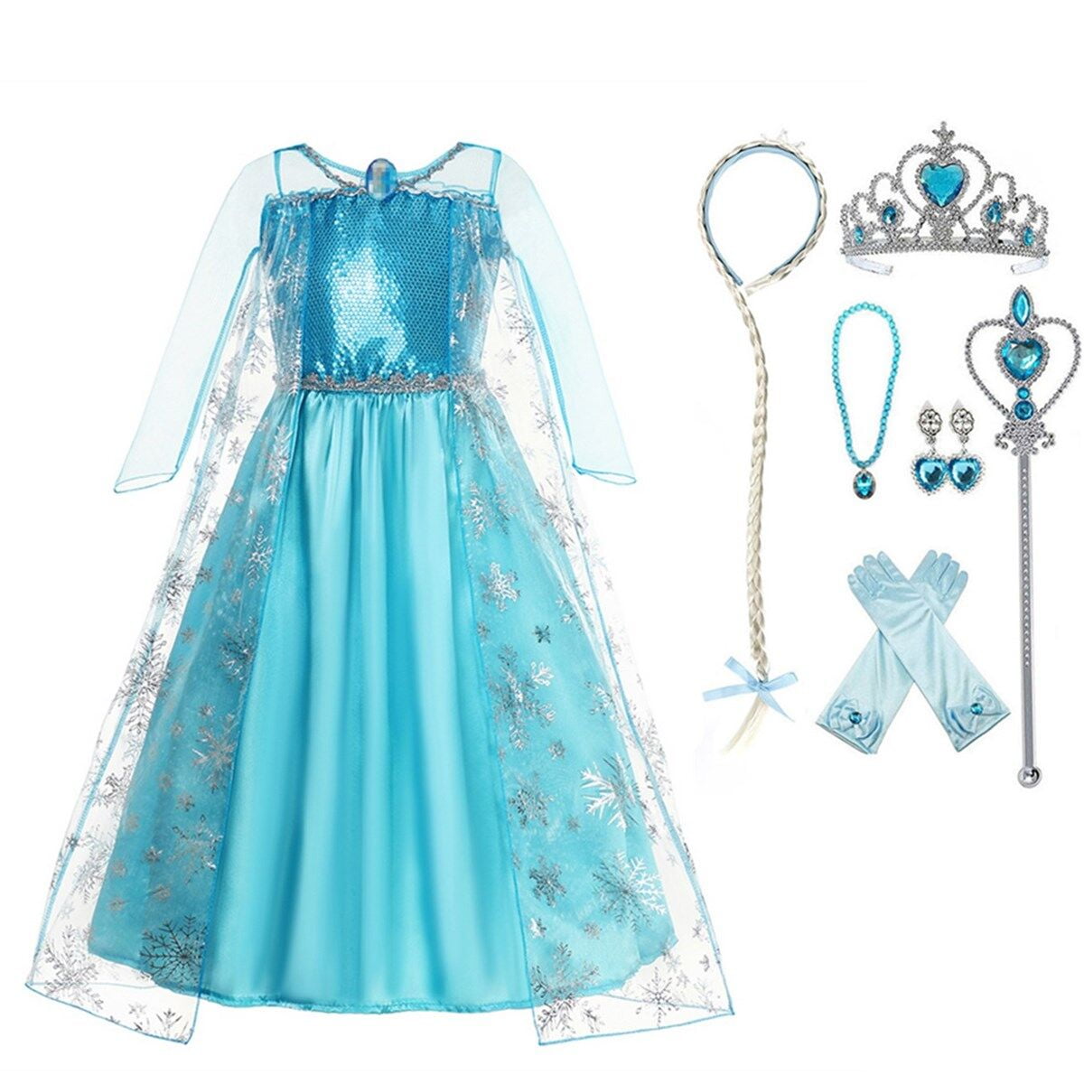 HAWEE Princess Elsa Dress Queen Costume Cosplay Elsa Dress up for ...