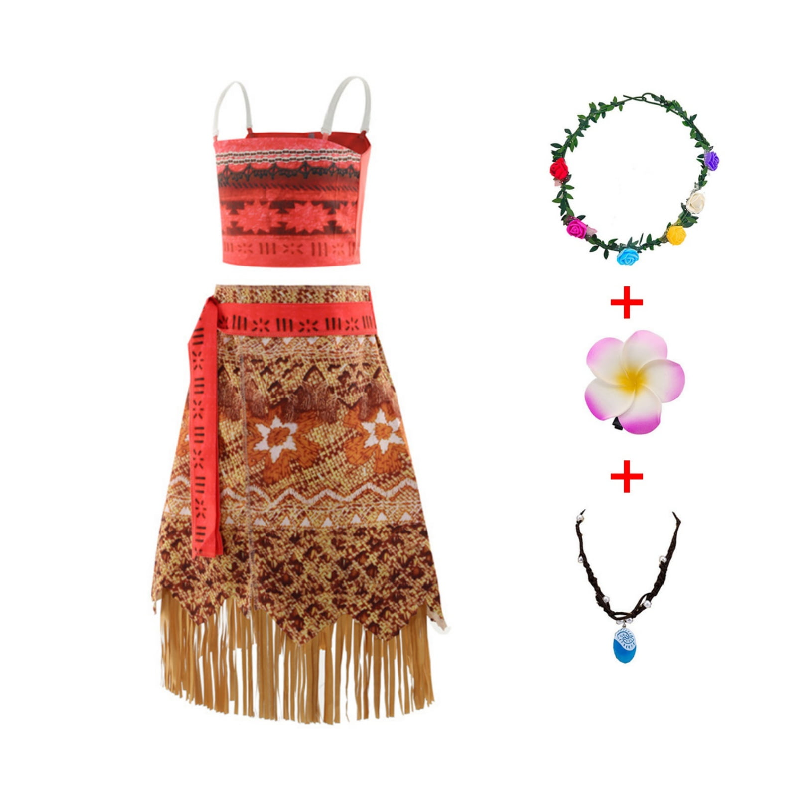 HAWEE Princess Moana Dress, Moana Girls Dress Skirt Set Halloween ...