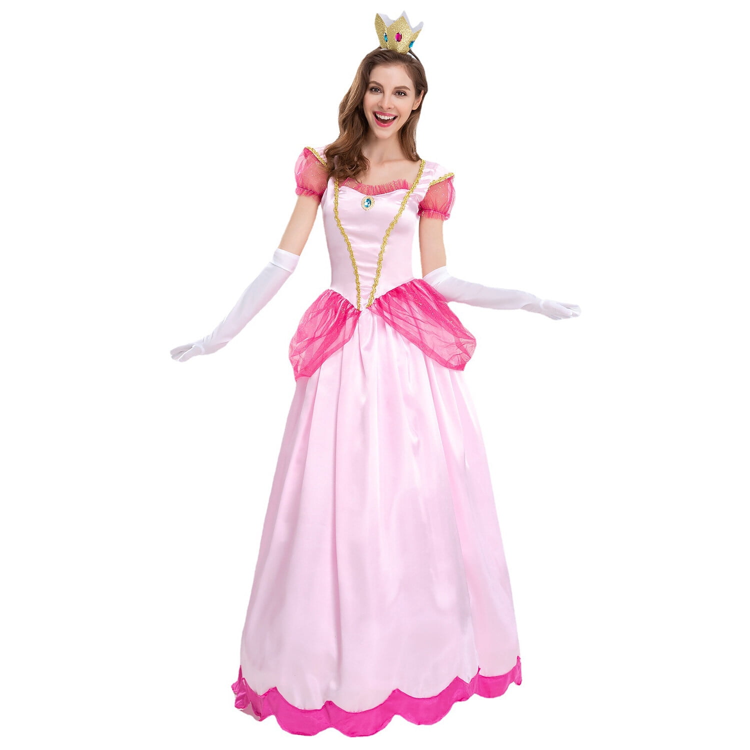 HAWEE Princess Pink Costume with Crown for Women Halloween Cosplay Hot ...