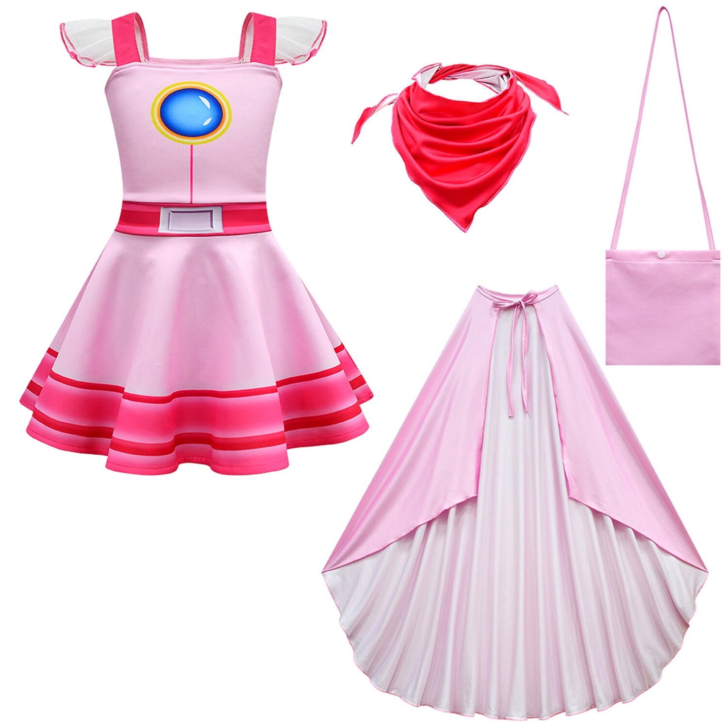 HAWEE Princess Peach Dress for Girls Toddler Kids Cartoon Casual Pink ...