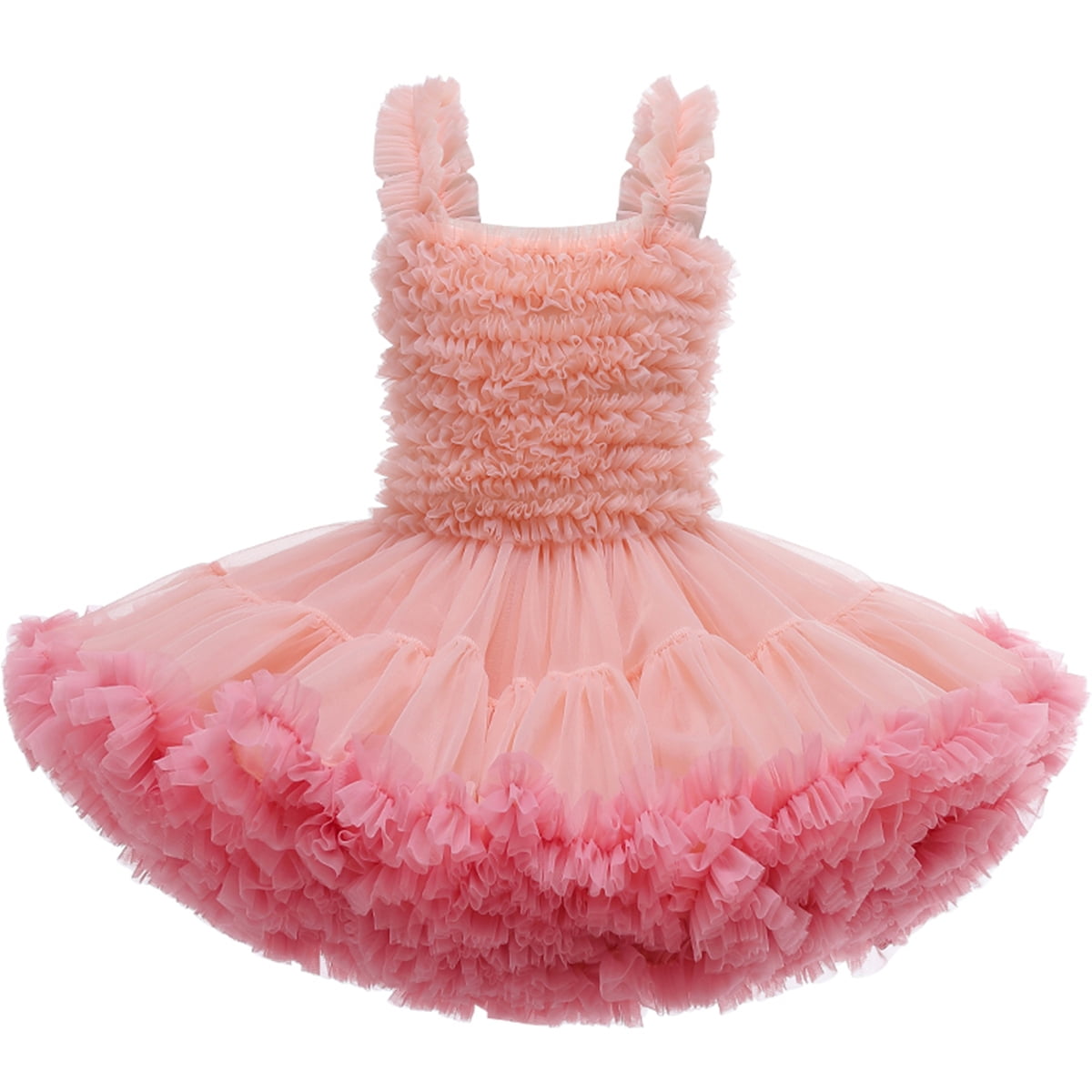 HAWEE Princess Strap Tiered Tutu Tulle Flower Sleeveless Girls Dress ...
