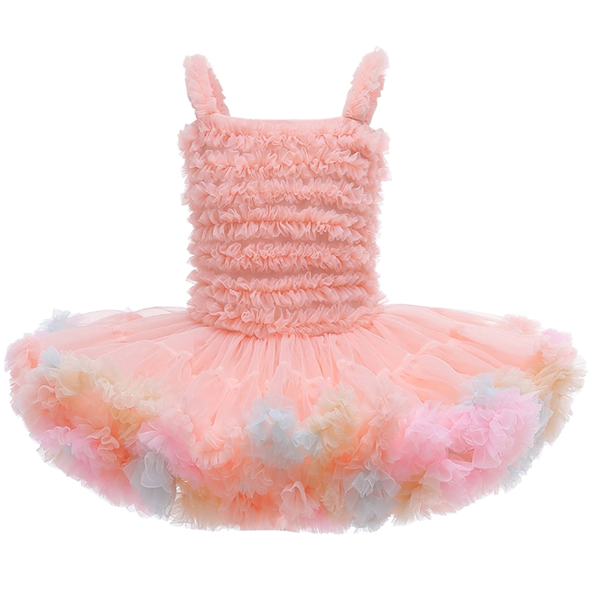 HAWEE Princess Strap Tiered Tutu Tulle Flower Sleeveless Girls Dress ...