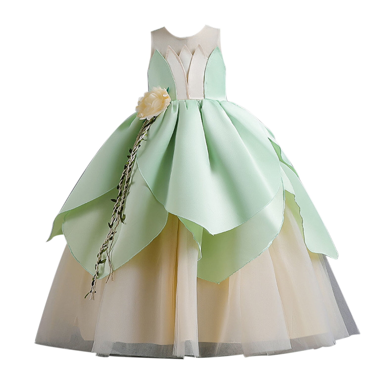 Free Shipping! HAWEE Princess Tiana Dress for Girls Green Fairy Frog ...