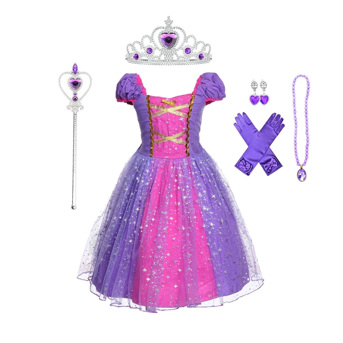 HAWEE Sofia Dress for Toddler/Little Girls Princess Costume Halloween Party Purple Fancy Dress ...