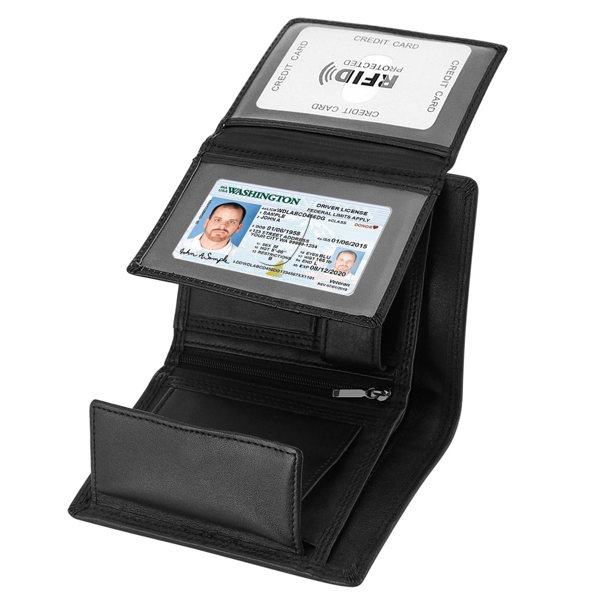 HAWEE Trifold Billfold RFID Blocking Cowhide Leather Wallet for Men 10 ...