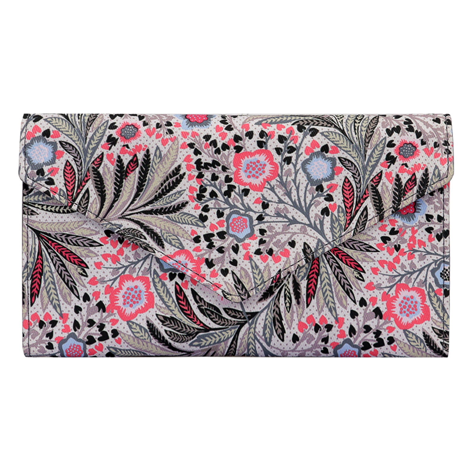 HAWEE Women's Card Wallet Envelope Style Pink Floral Card Case 14 Slots ...