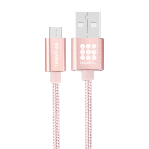 HAWEEL 1m Woven Style Metal Head 3A High Current Micro USB to USB Sync ...