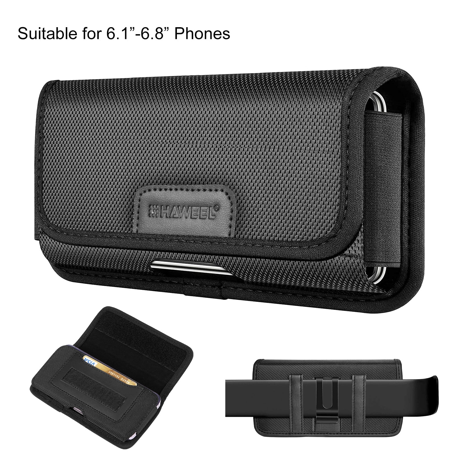 HAWEEL 6.1-6.8 inch Nylon Cloth Phone Belt Clip Horizontal Carrying ...