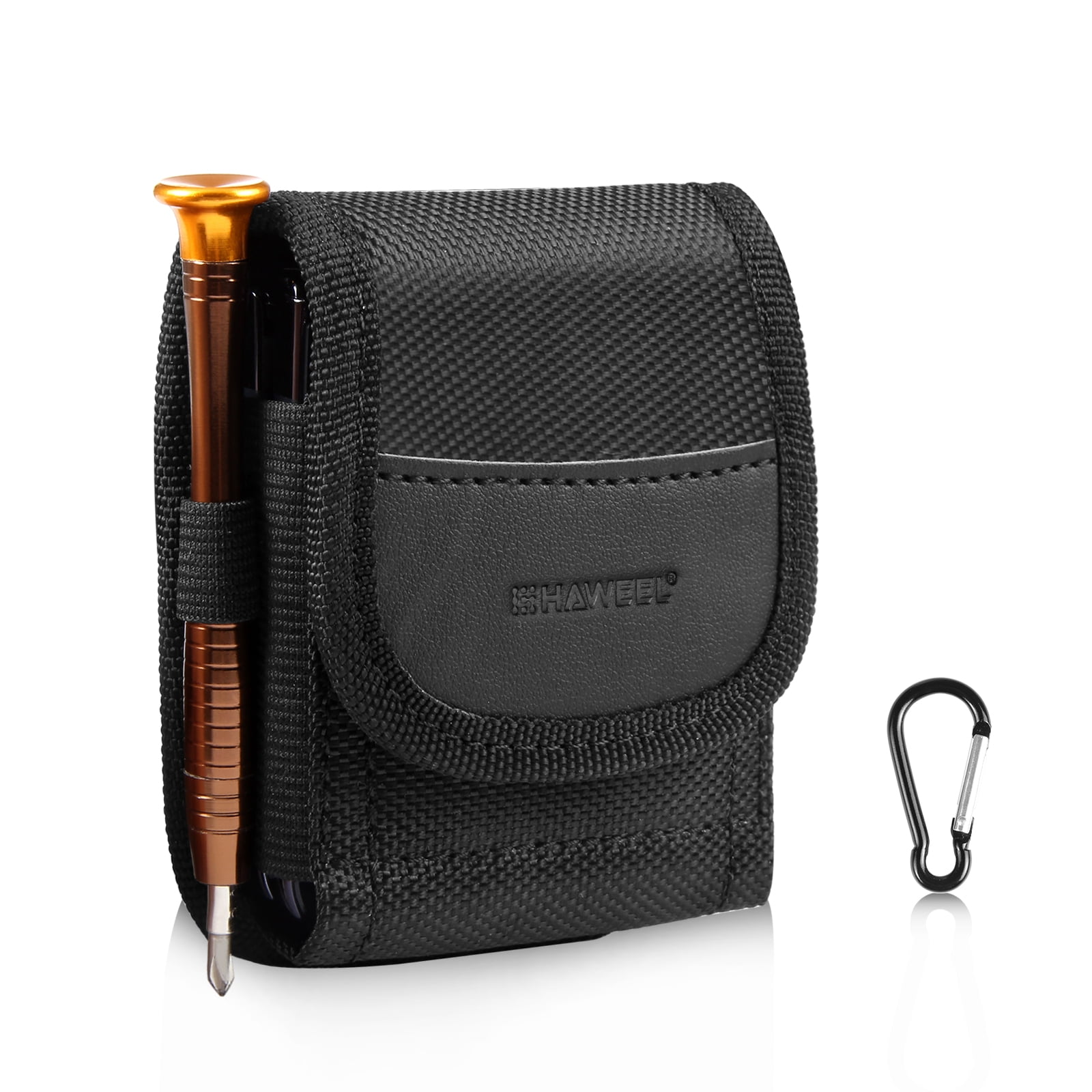 HAWEEL Flip Phone Nylon Cloth Belt Clip Carrying Pouch Bag (Black ...