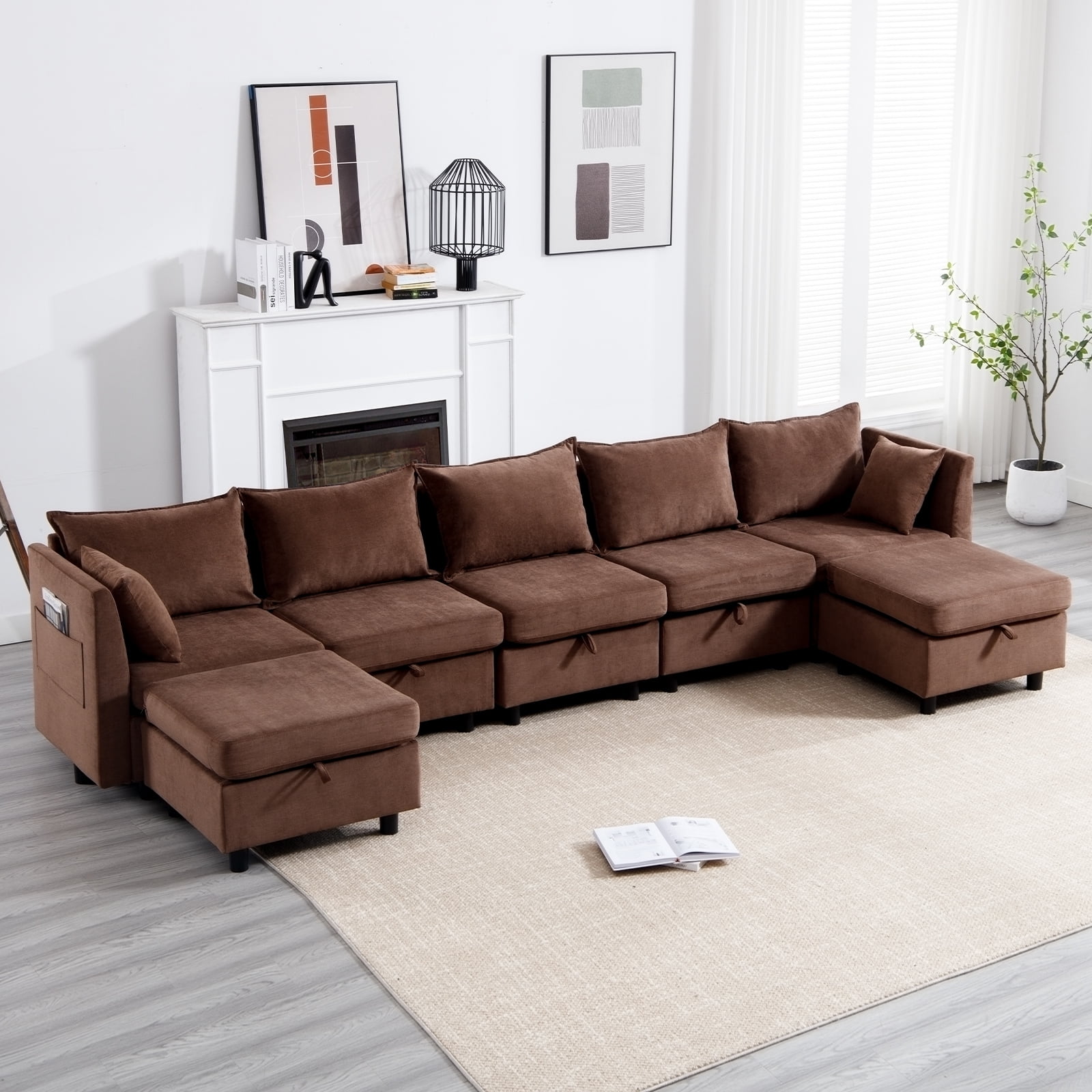 HAWGUAR Modular Sectional Sofa Convertible L U Shaped Sofa Couch with ...