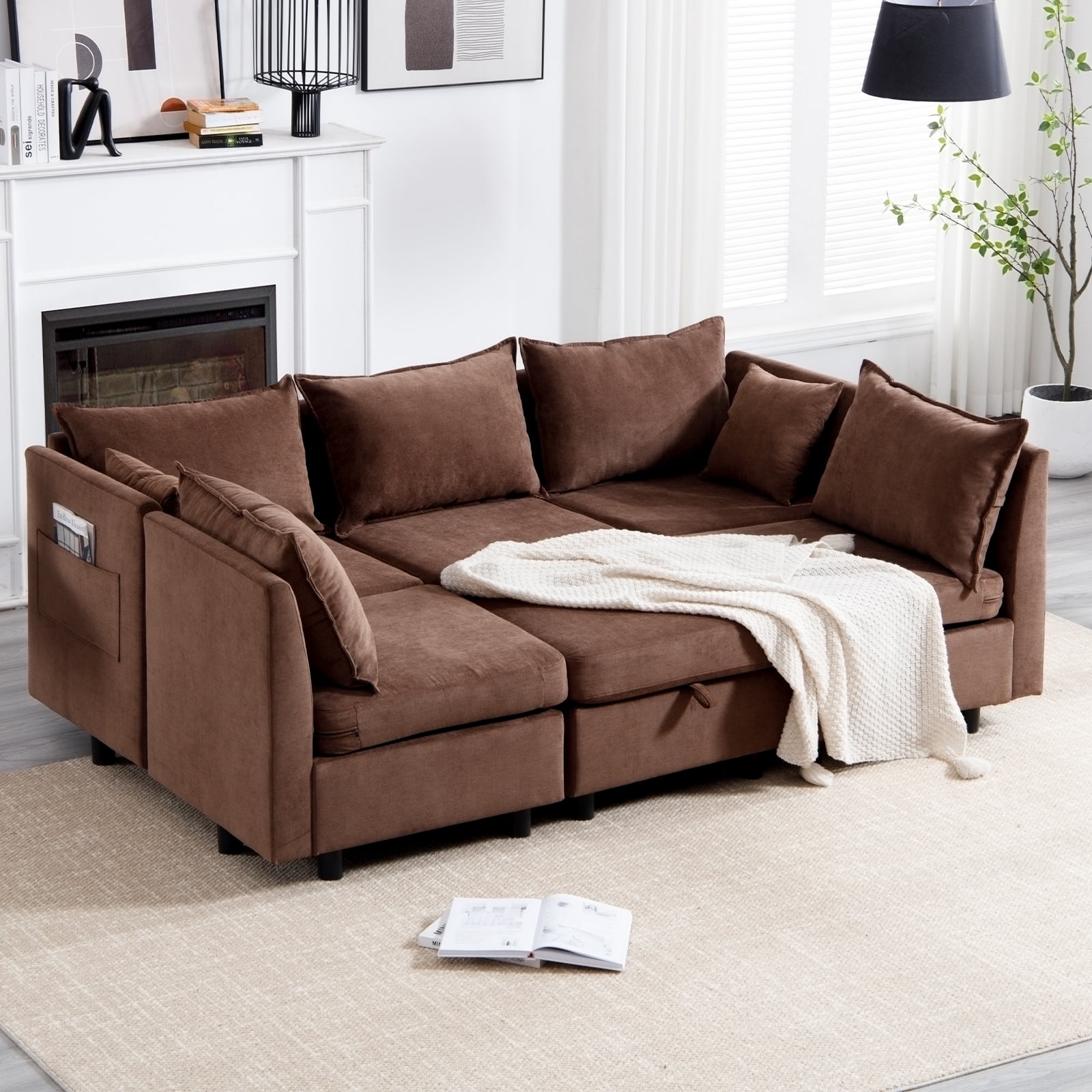HAWGUAR Modular Sectional Sofa Convertible L U Shaped Sofa Couch with ...