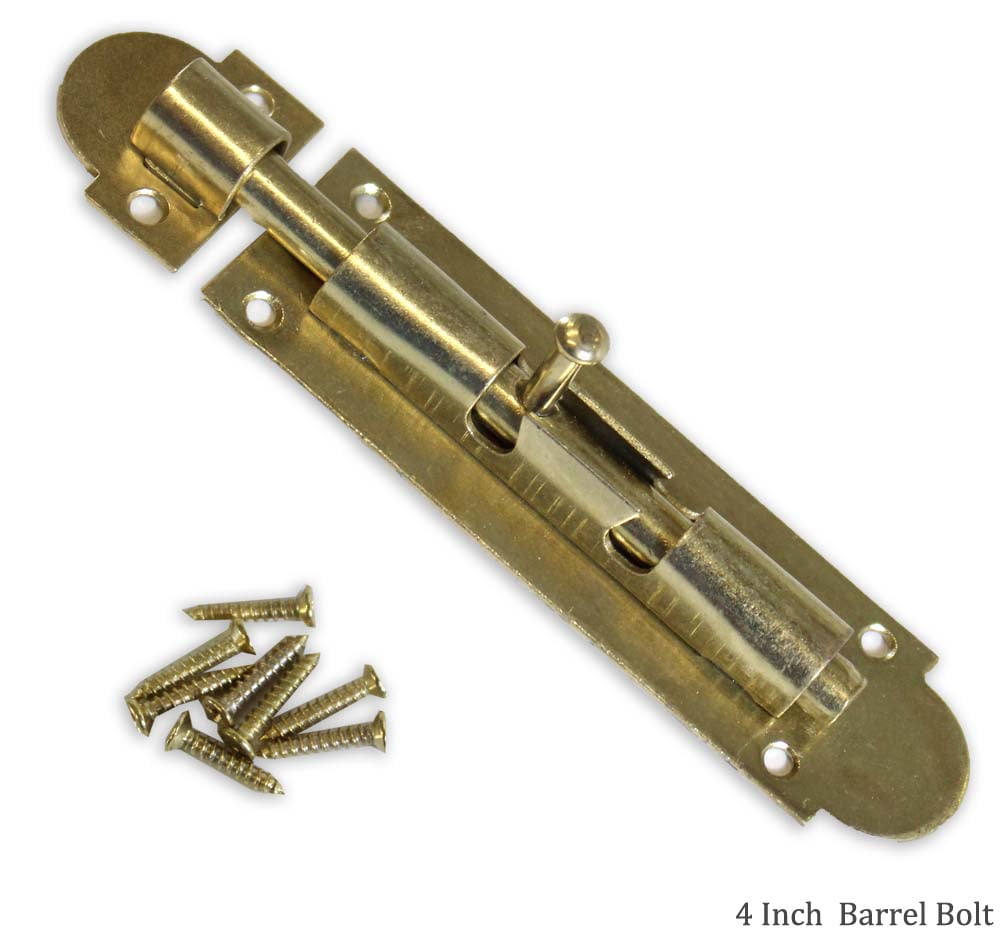 HAWK (2 Pack) 4" Heavy-Duty Brass-Plated Barrel Bolt (5" w/End Panel ...