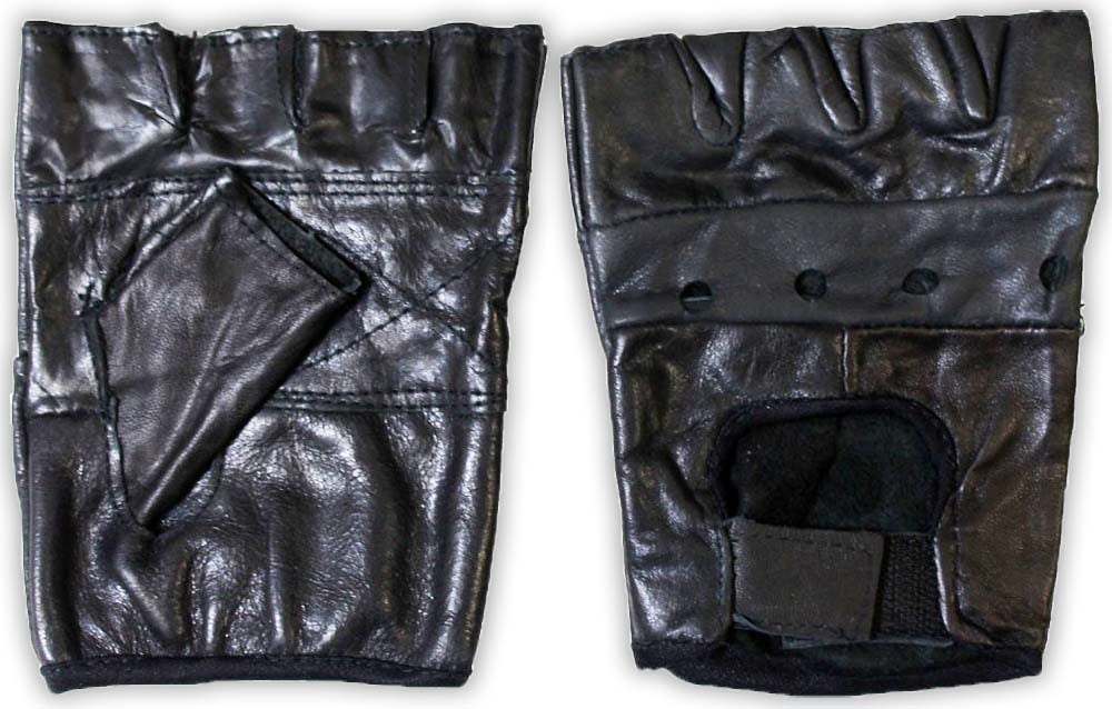 HAWK (2 Pack) Men's Black Leather Fingerless Gloves | Size Small (S ...