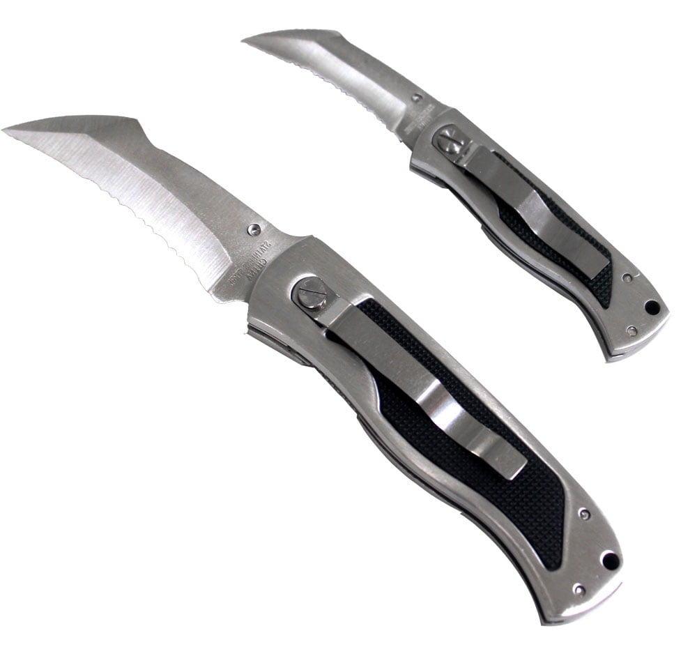 HAWK 2-Piece Stainless Steel Sportsman's Knives Rubberized Grip | 3" (7 ...