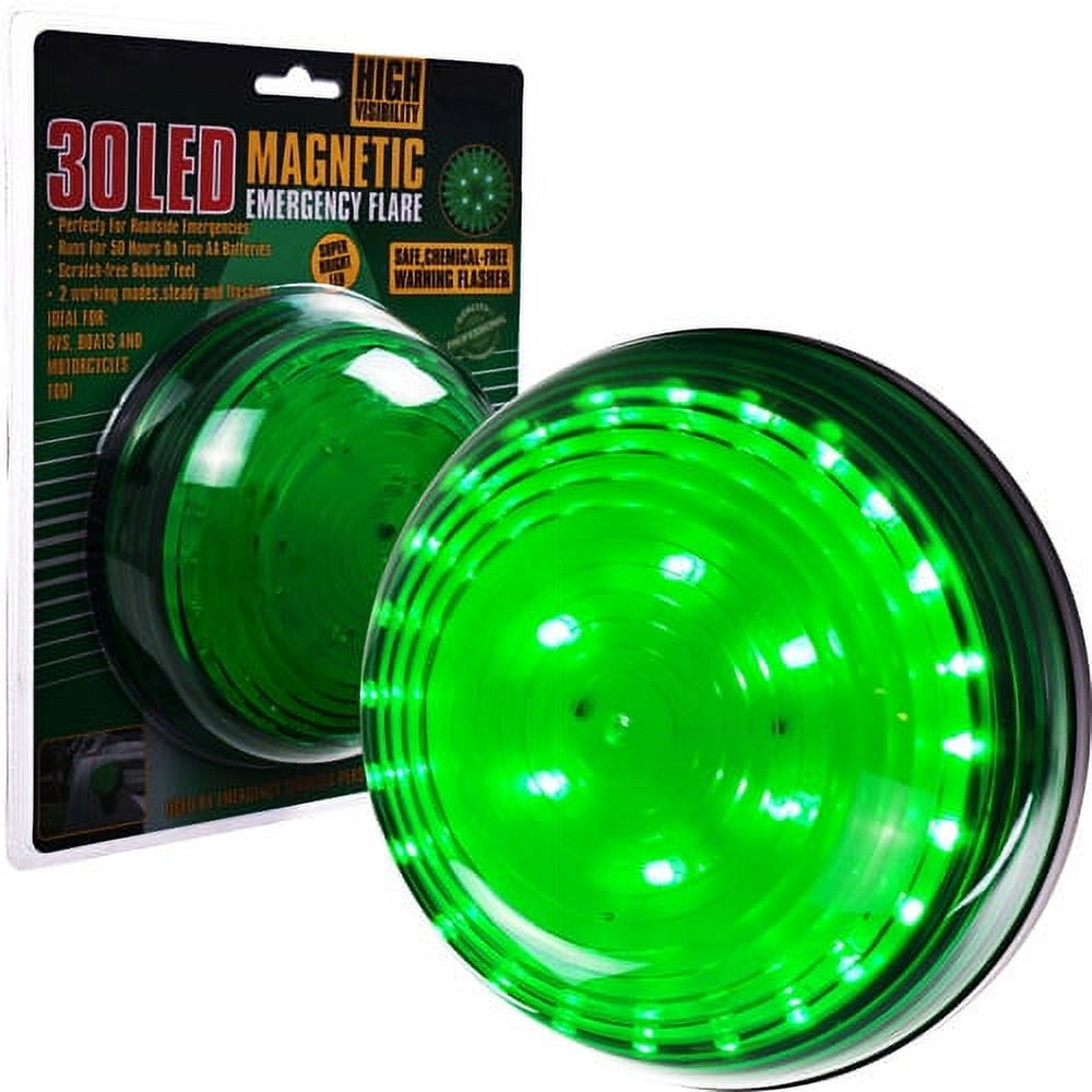 HAWK 6" (15.2 cm) Diameter Magnetic Green Flasher | 30 LED Lights ...