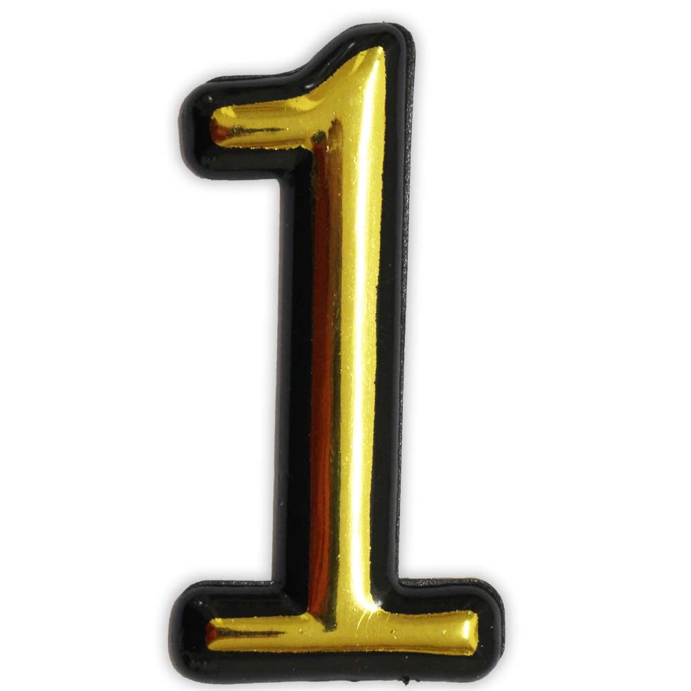 HAWK Gold Numeral 1 | Self-Adhesive Artisanal 4" Gold-Painted ...