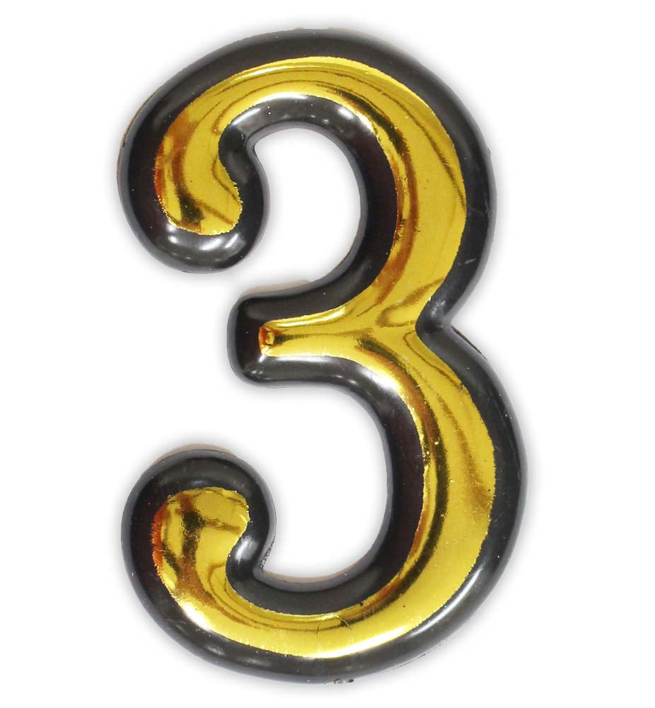HAWK Gold Numeral 3 | Self-Adhesive Artisanal 4" Gold-Painted ...