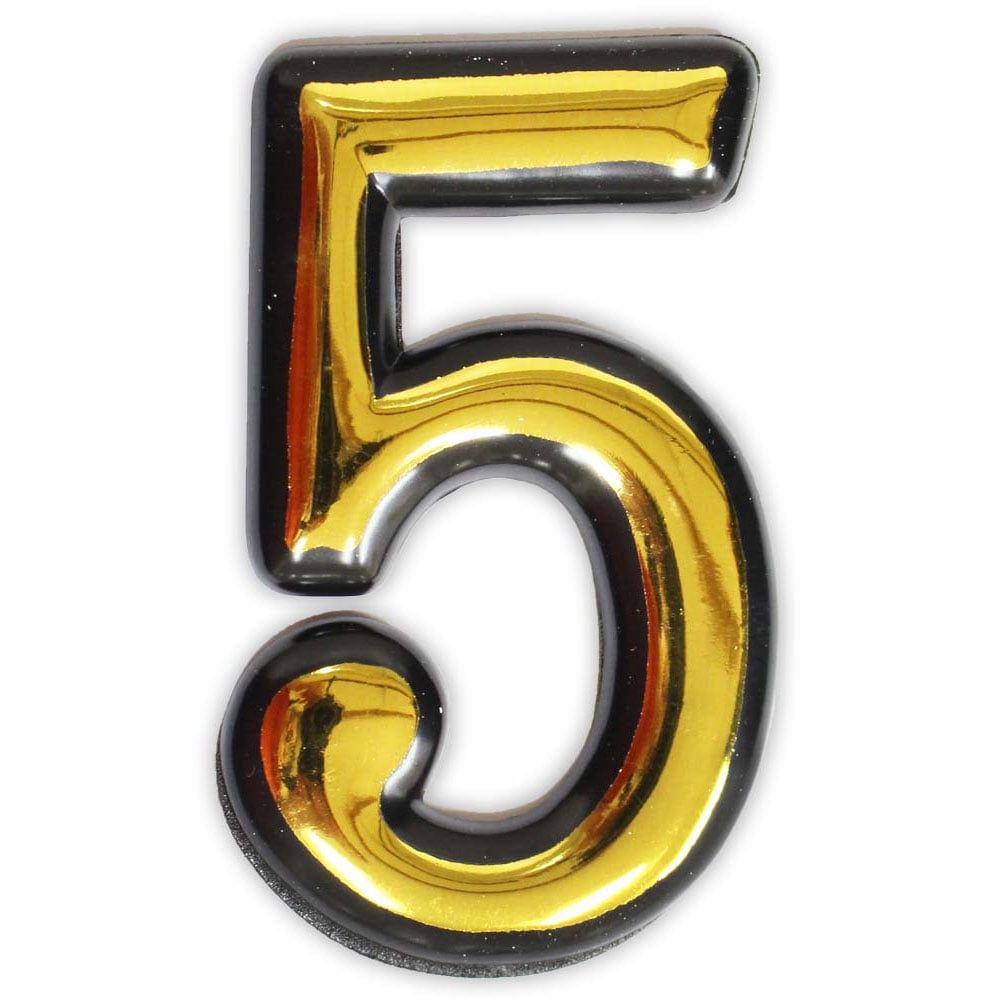 HAWK Gold Numeral 5 | Self-Adhesive Artisanal 4" Gold-Painted ...