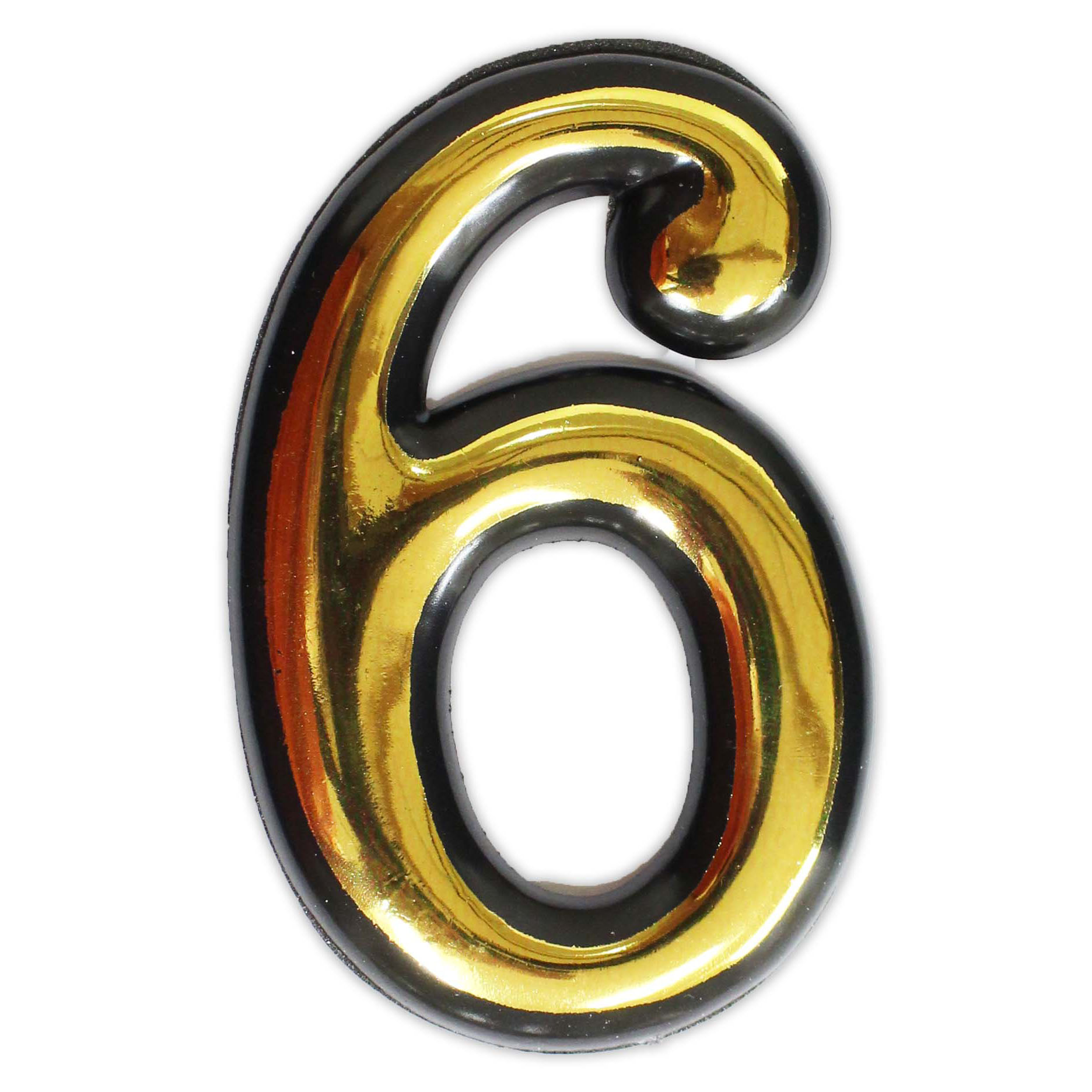 HAWK Gold Numeral 6 | Self-Adhesive Artisanal 4" Gold-Painted ...