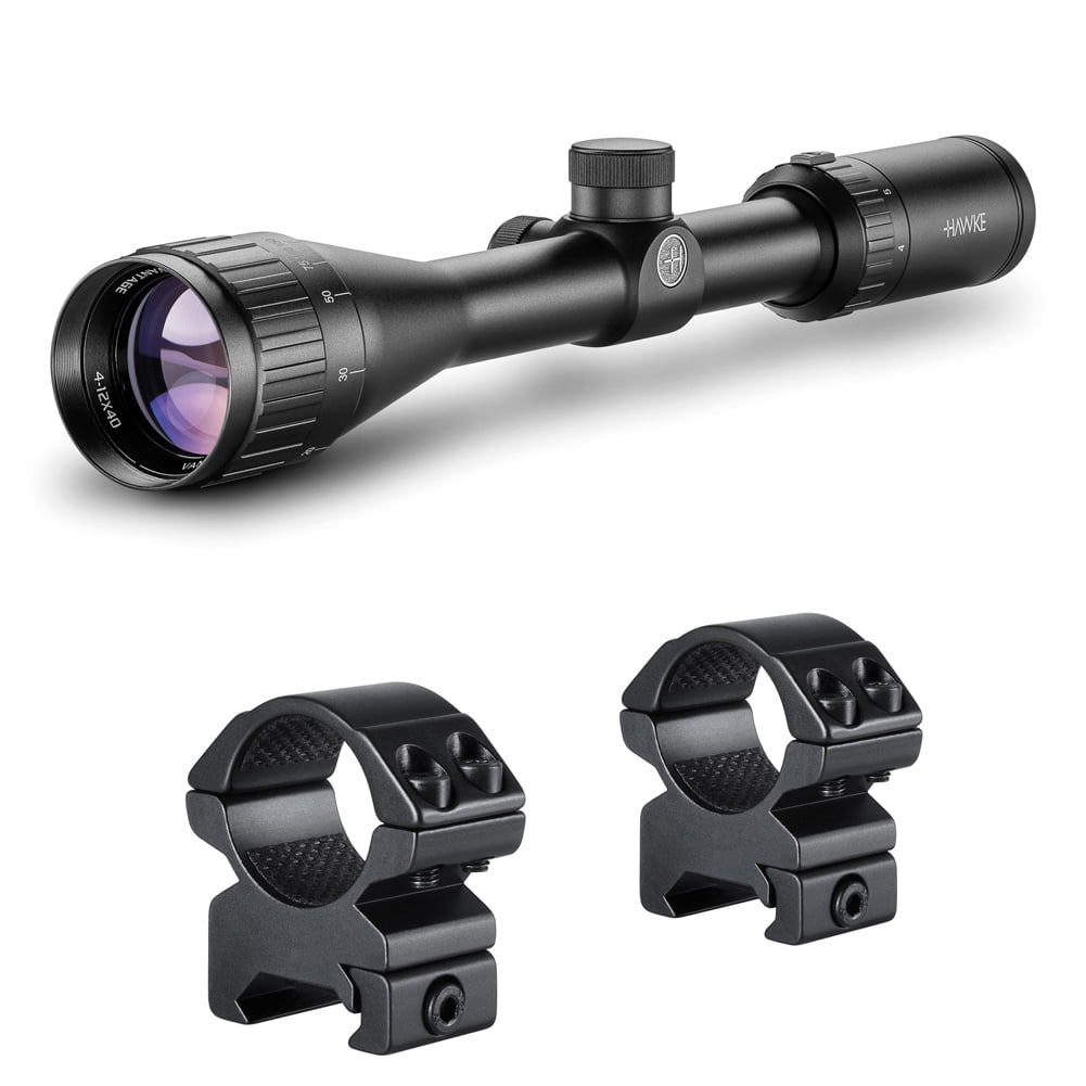 HAWKE Vantage 4-12x40 AO Mil-Dot Riflescope w/ Match Mount 1in Medium ...