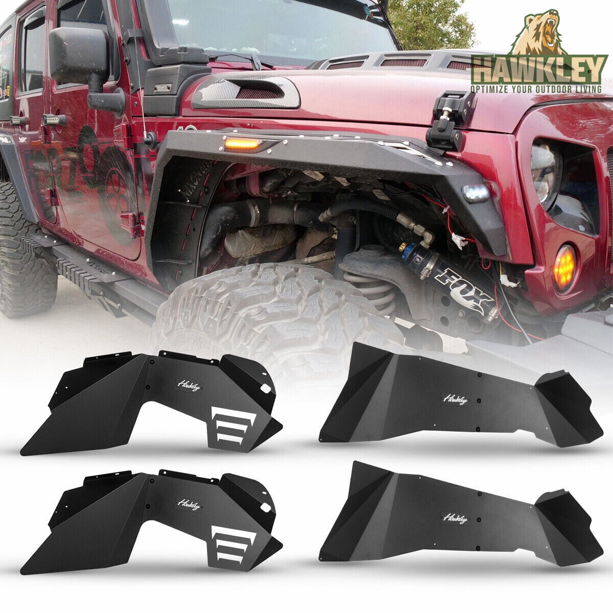 HAWKELY Front Rear Inner Fender Liners for Jeep Wrangler JK JKU 2007 ...